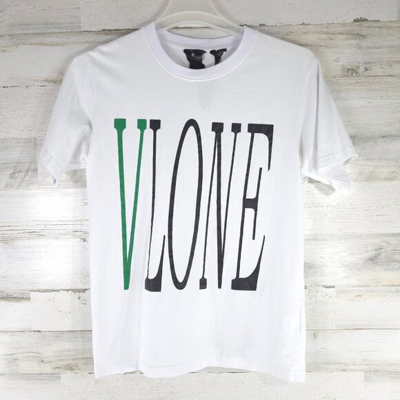 VLONE | Shirts | Vlone Green Staple Tee White Mens Size Small Authentic ...